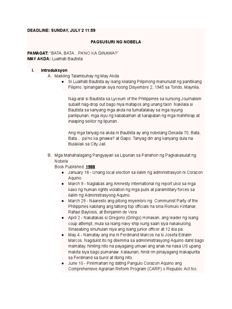 Nobela Pagsusuri | PDF