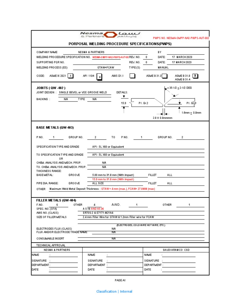 Pwps-Gtaw Fcaw | PDF | Electromagnetism | Industrial Processes