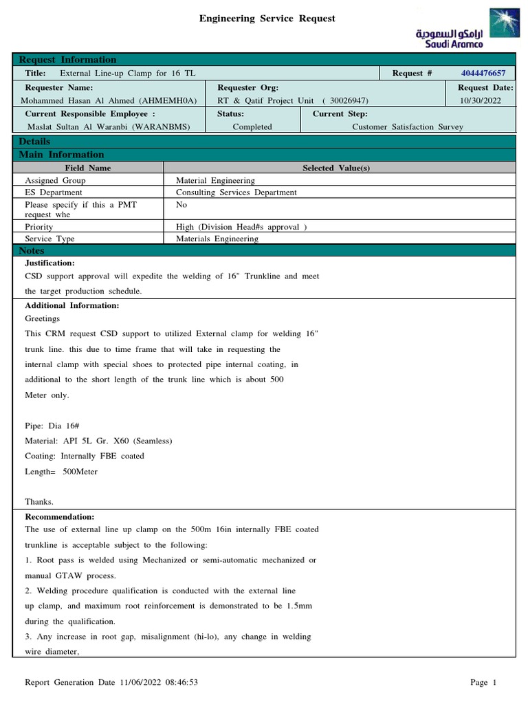 CRM#4044476657, External Line-Up Clamp For 16 TL | PDF | Pipe (Fluid ...