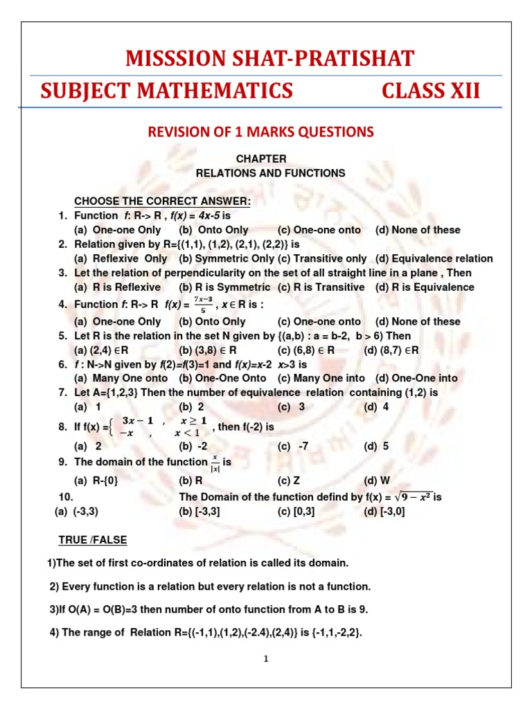 12 Maths Mission 100% (1 Marks) | PDF | Line (Geometry) | Euclidean Vector