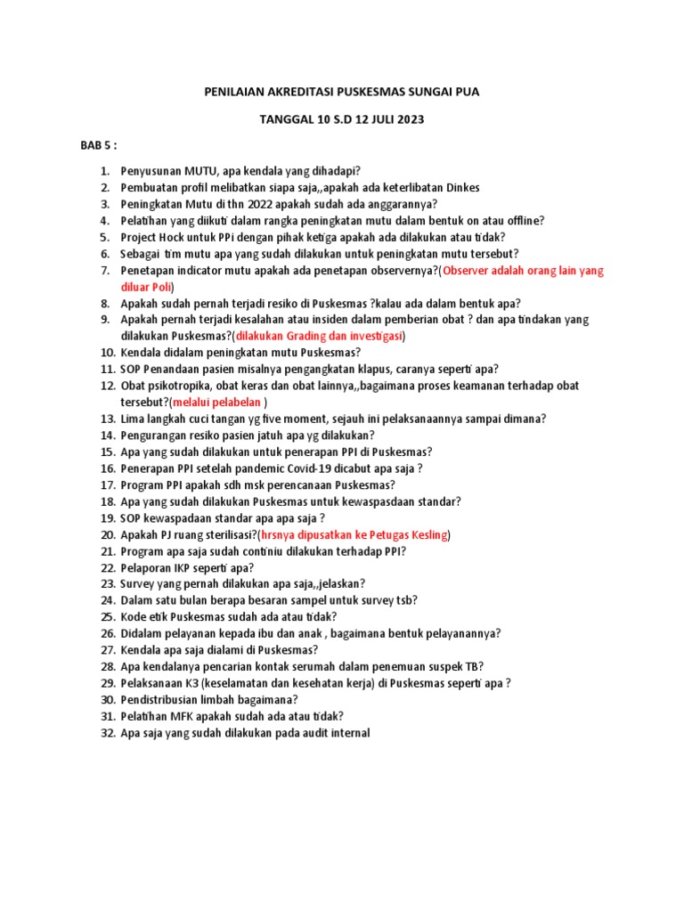 Bab 5 - Penilaian Akreditasi Puskesmas Sungai Pua | PDF