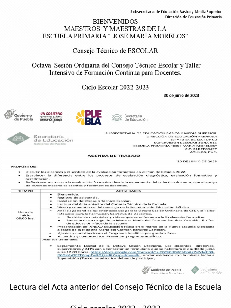 Octava Sesión de Consejo Técnico Escolar PARA TRABAJAR | PDF ... Octava Sesión de Consejo Técnico Escolar PARA TRABAJAR | PDF ...