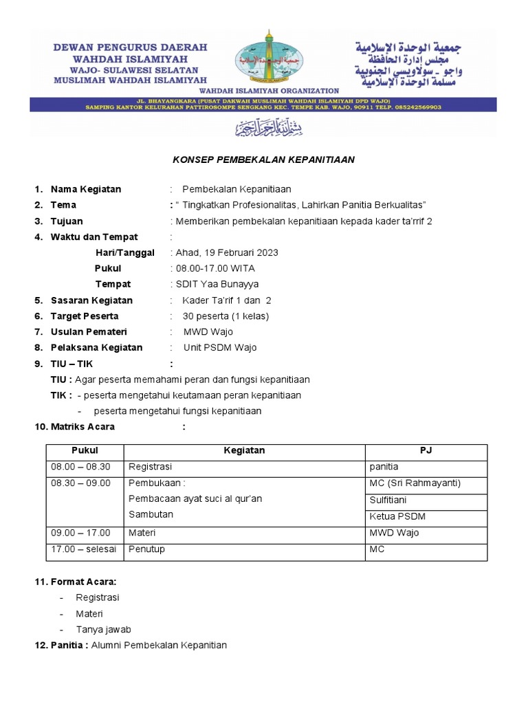 Konsep Pembekalan Kepanitiaan | PDF