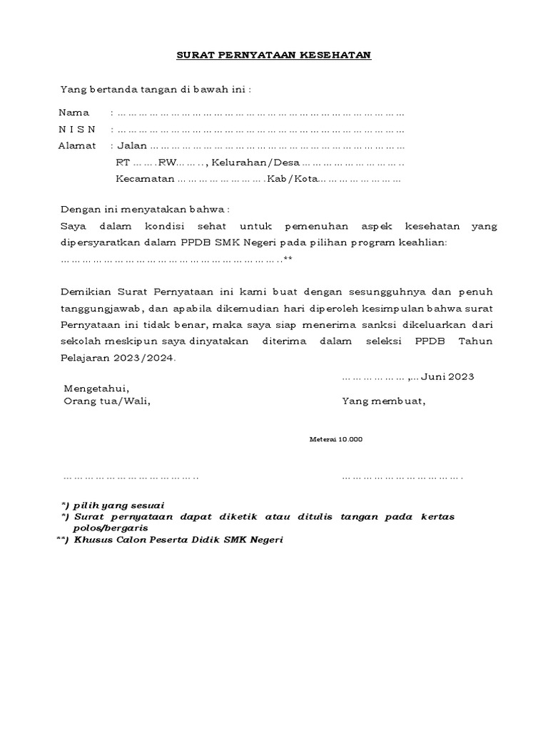 Pernyataan Kesehatan Dan Kebenaran Dokumen | PDF | Hukum