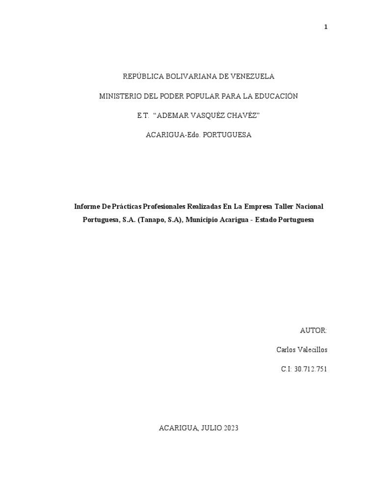 República Bolivariana de Venezuela Ministerio Del Poder Popular para La ...
