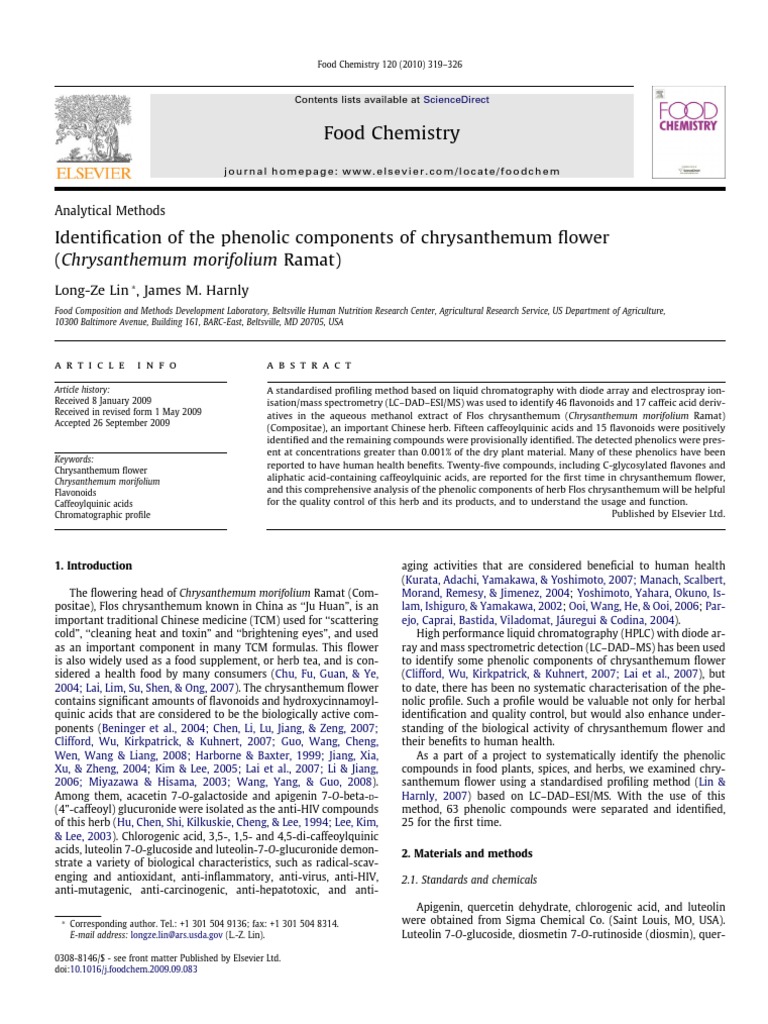 Identification of The Phenolic Components of Chrysanthemum Flower | PDF ...