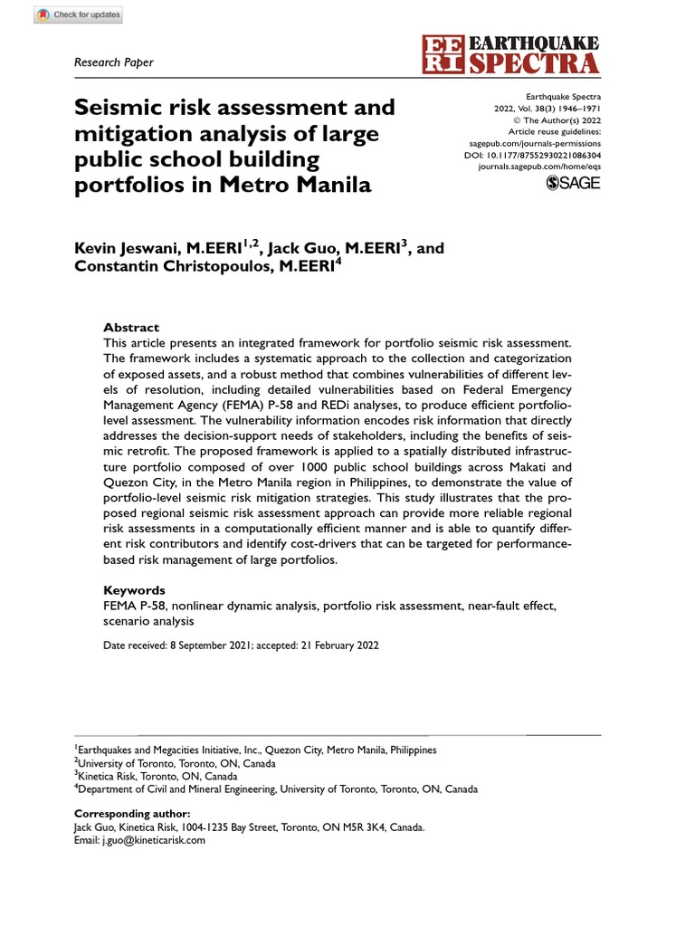 Seismic Risk Assessment and Mitigation Analysis of Large Public School ...