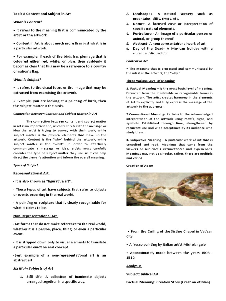 Content vs. Subject in Art Explained | PDF | Paintings | Aesthetics