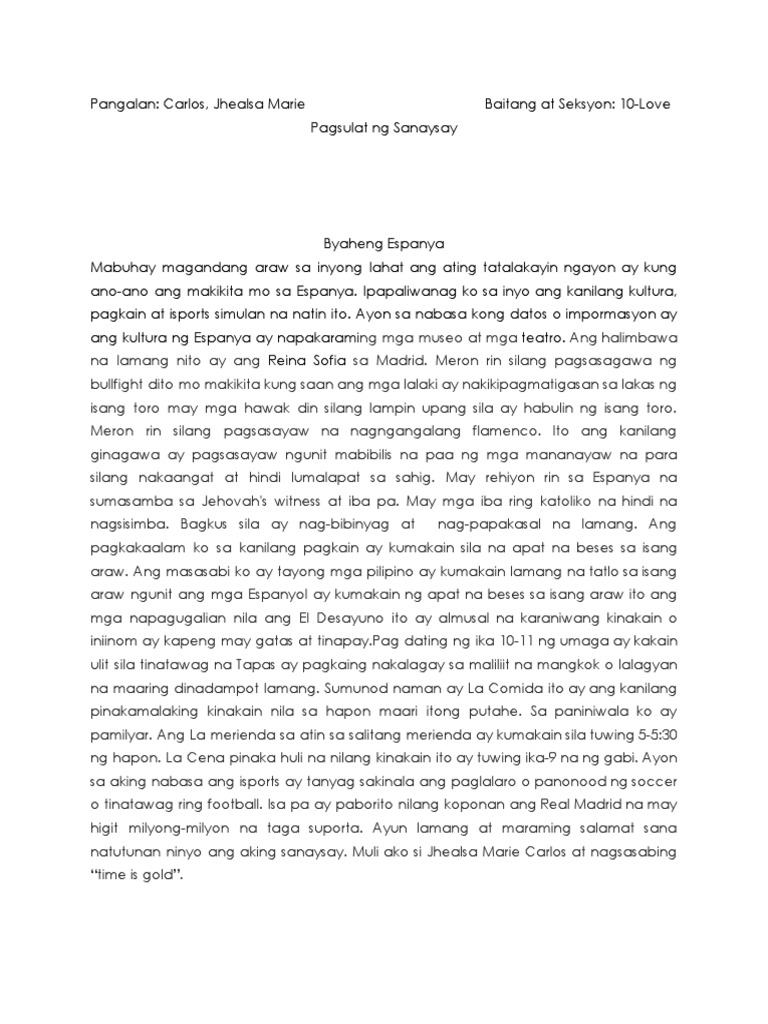 Pagsulat NG Sanaysay | PDF