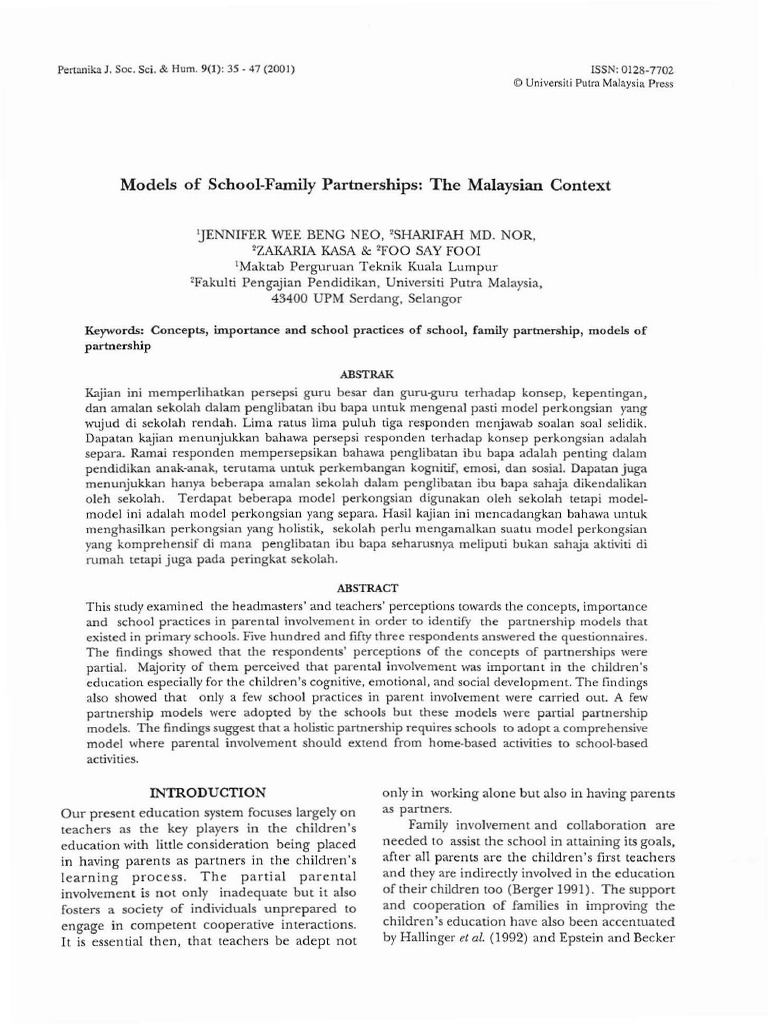 2001 Malaysia Primary School Model Partnership | PDF | Teachers | Schools