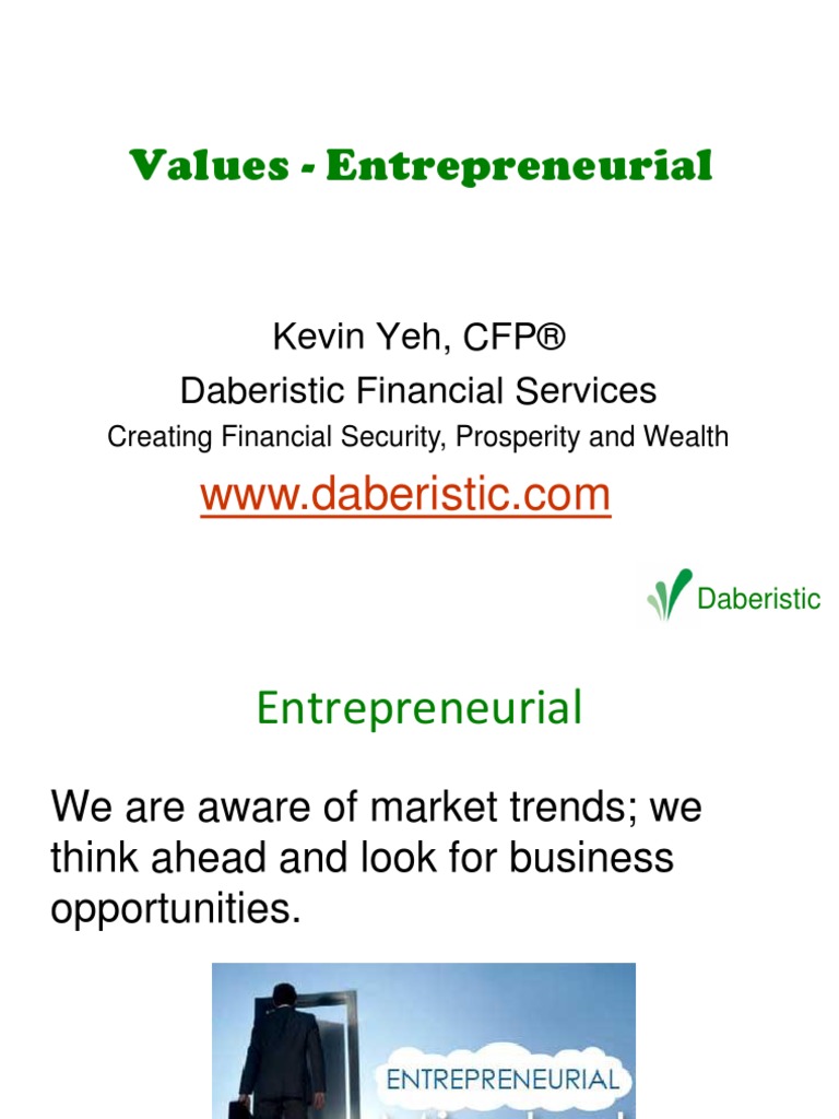 Core Value - Entrepreneurial | PDF | Entrepreneurship | Business Economics
