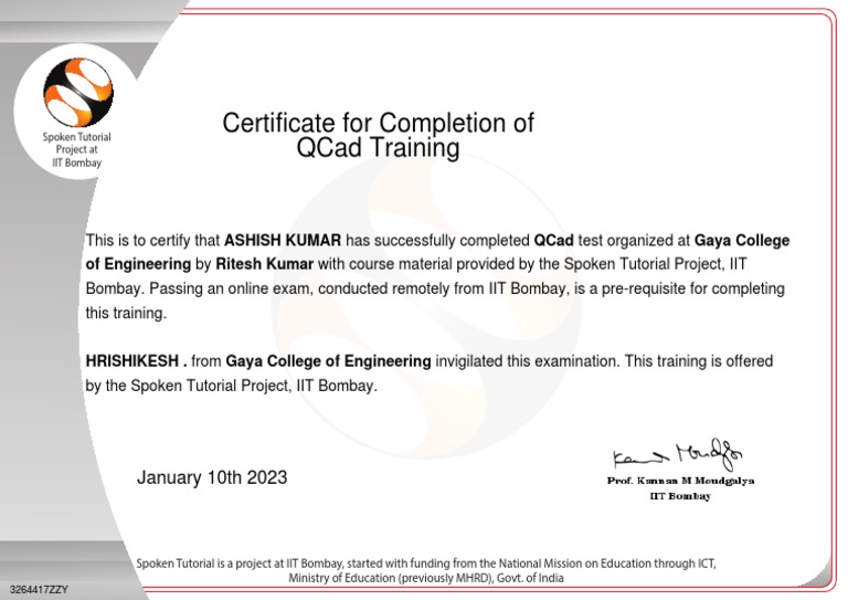QCad Training Completion Certificate | PDF | Art
