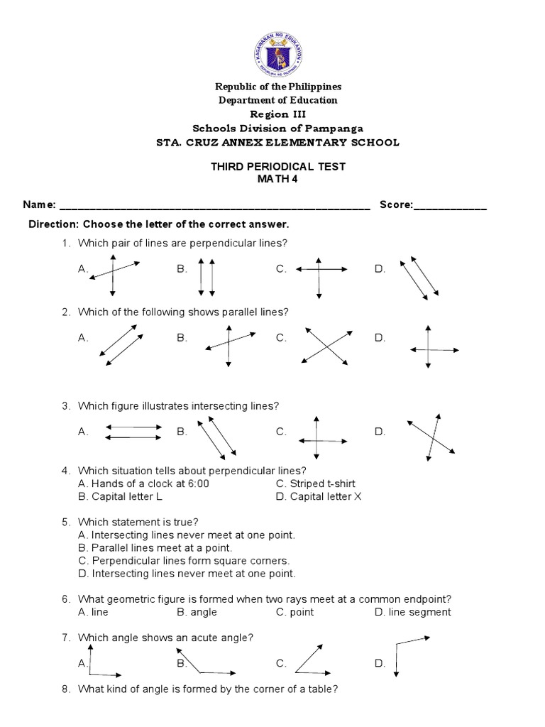 G4 Q3 PT Math | PDF | Triangle | Elementary Geometry