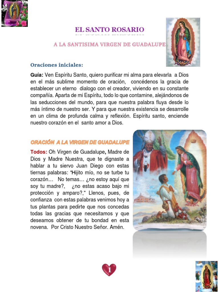 El Santo Rosario A La Virgen De Guadalupe Pdf María Madre De Jesús