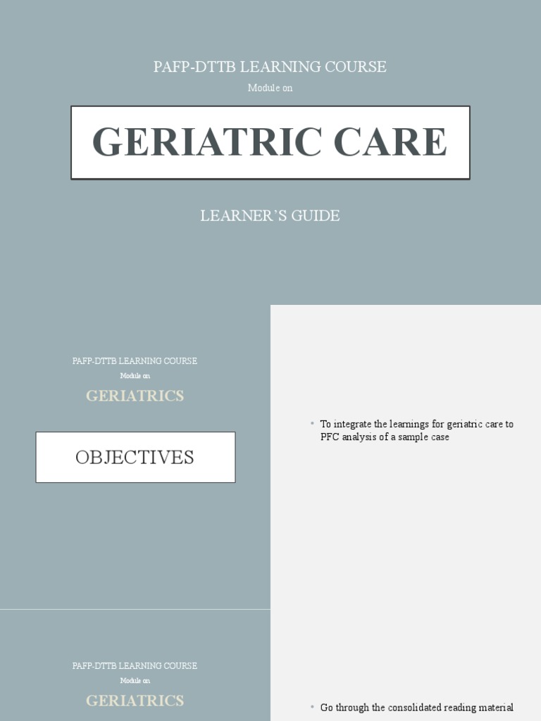 (Geriatric Care Module) Learner's Guide | PDF | Geriatrics | Data