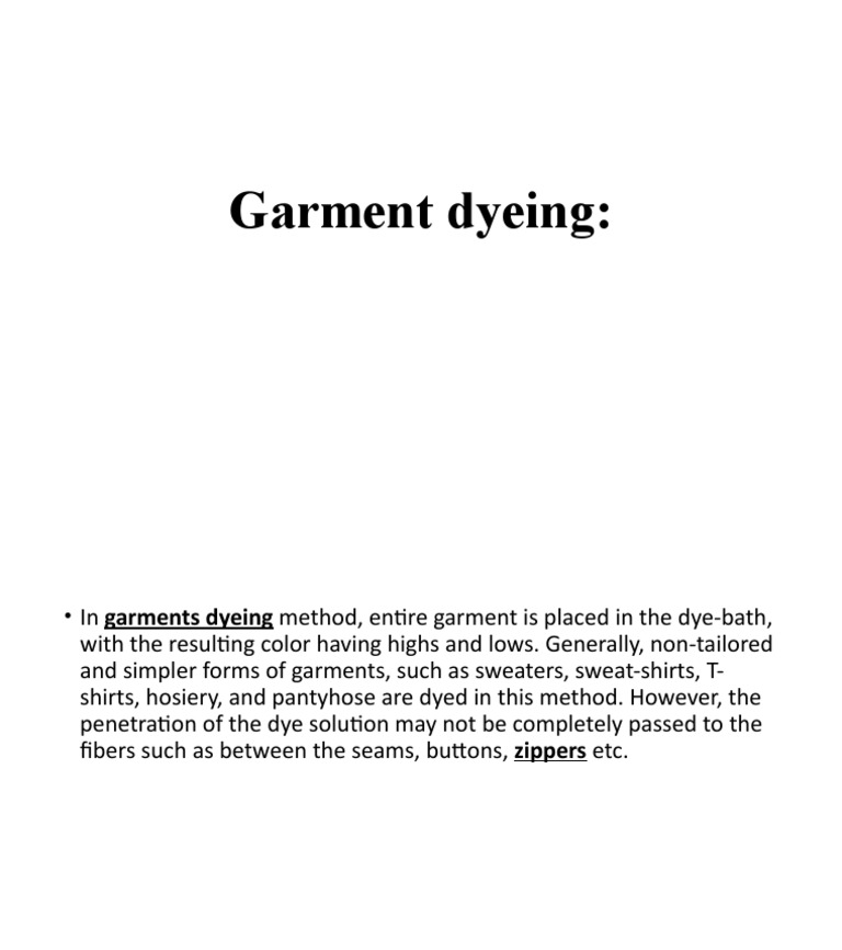 Garment Dyeing Techniques Explained | PDF