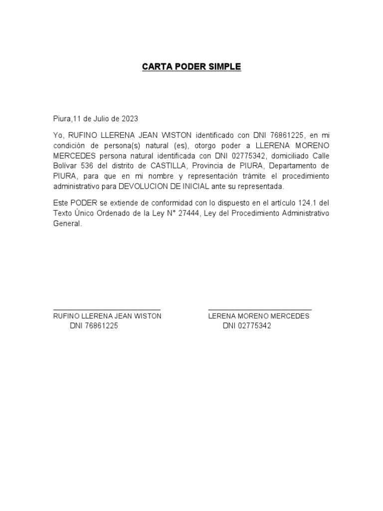 Carta Poder Simple | PDF