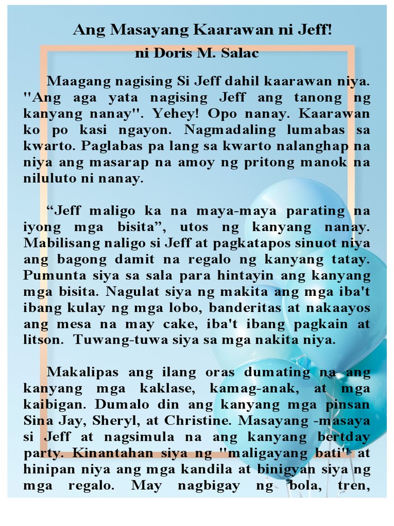 Ang Masayang Kaarawan Ni Jeff | PDF