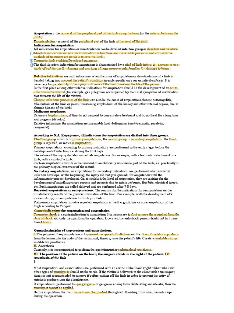 Indications and Types of Amputation | PDF | Hand | Ankle