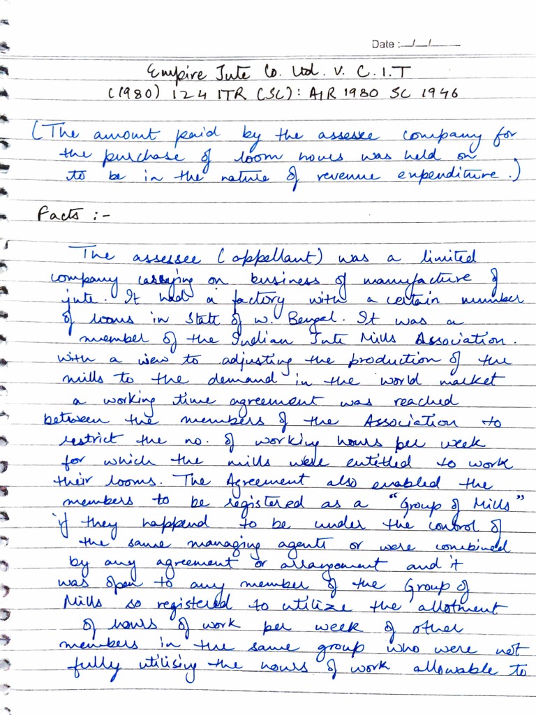 case note Empire Jute co. ltd. vs CIT | PDF