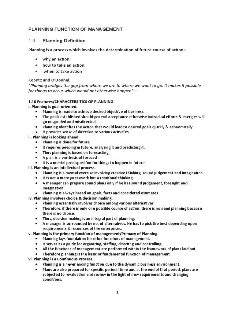 Class Notes - Bba 820 - Planning Function of Management-May 2023 | PDF ...