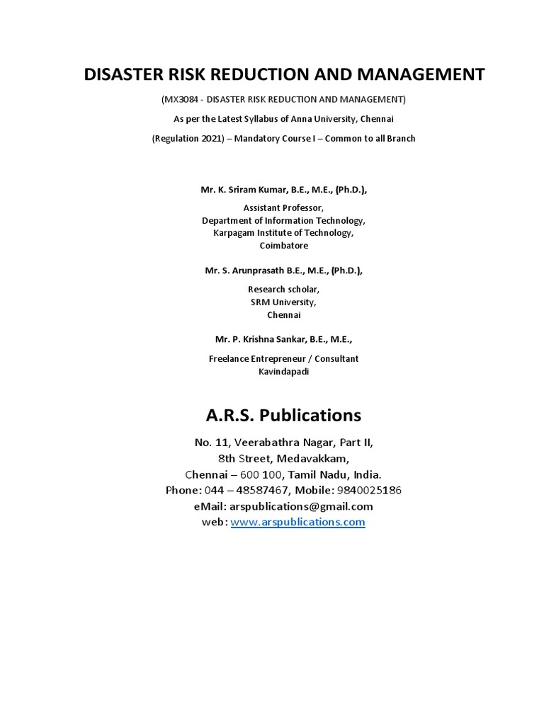MX3084 Disaster Risk Management Syllabus | PDF | Emergency Management ...