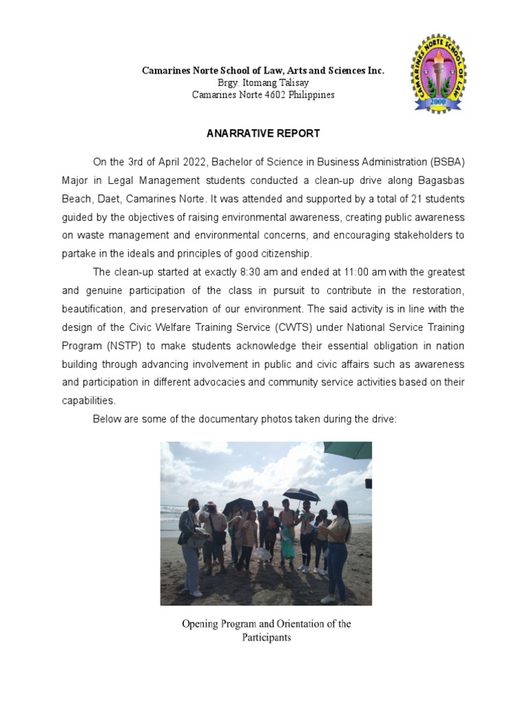 Clean Up Drive Narrative-Report | PDF