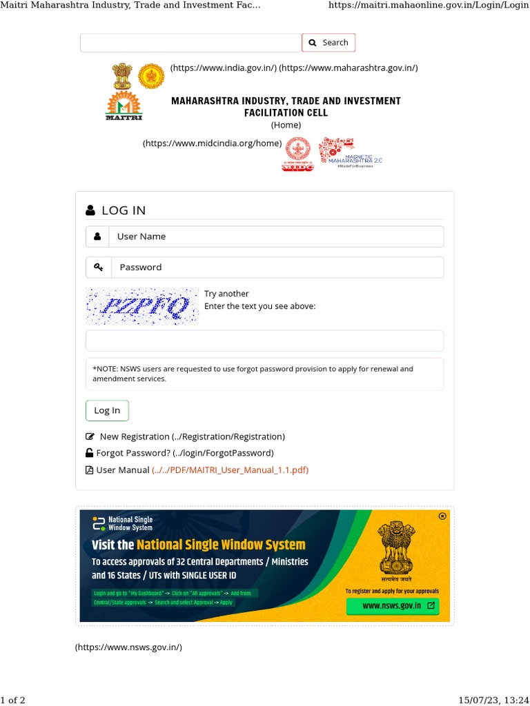 Maitri Maharashtra Industry, Trade and Investment Facilitation | PDF ...