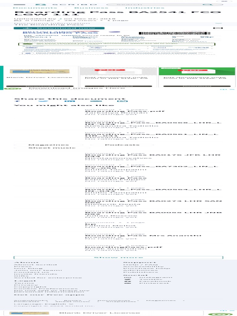 Boarding Pass BA2541 FCO LGW 111 PDF Industri | PDF