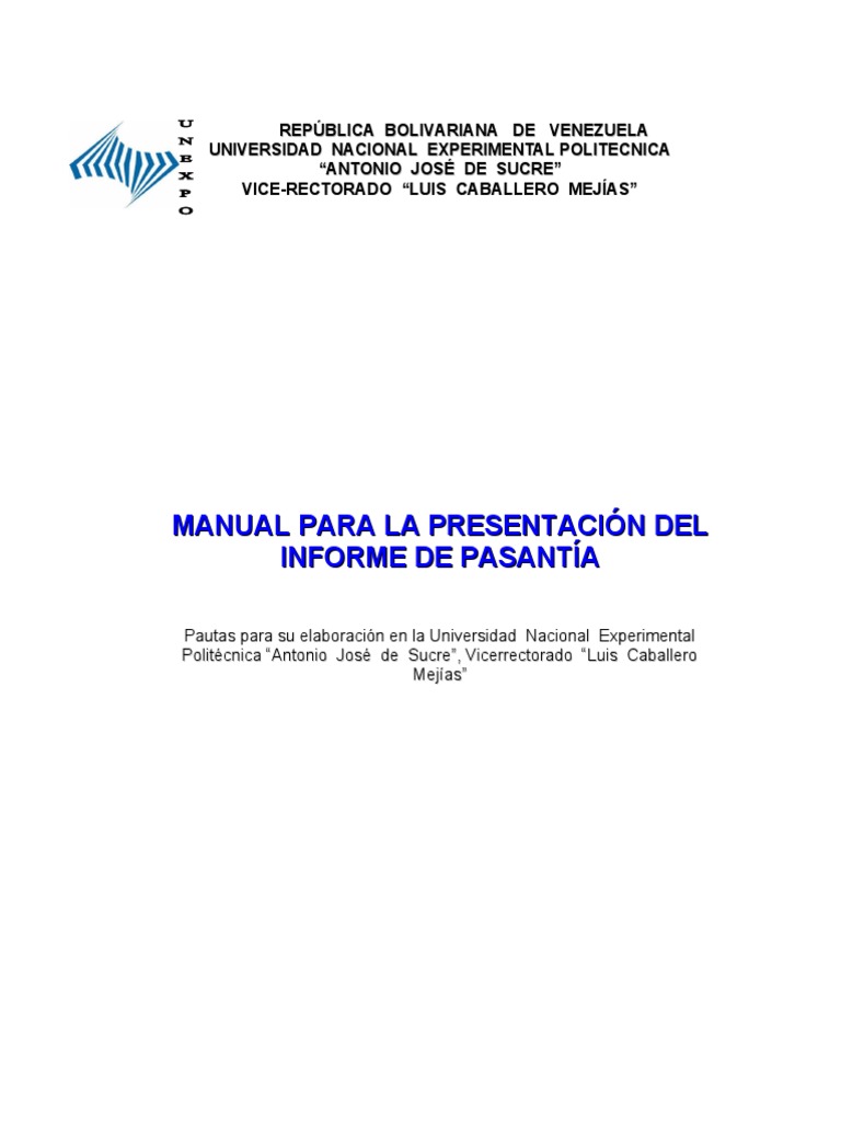 Manual para La Elaboracion Del Informe de Pasantias 2021 | PDF | Teoría ... Manual para La Elaboracion Del Informe de Pasantias 2021 | PDF | Teoría ...
