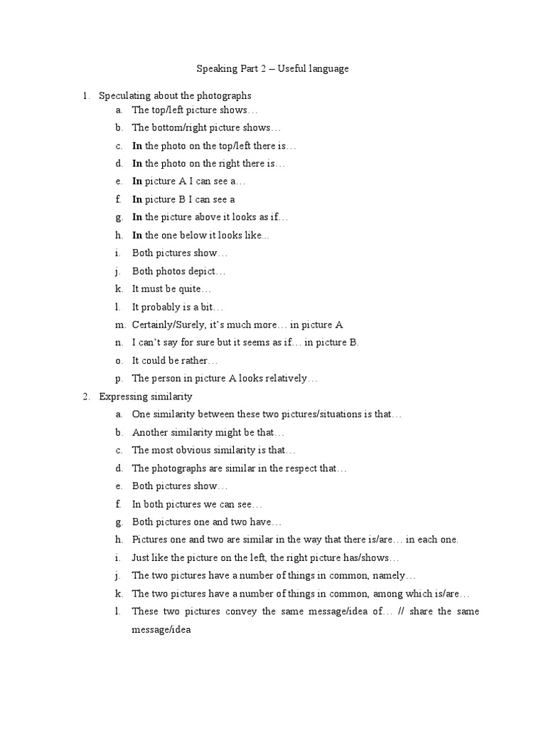Speaking Part 2 Useful Phrases | PDF