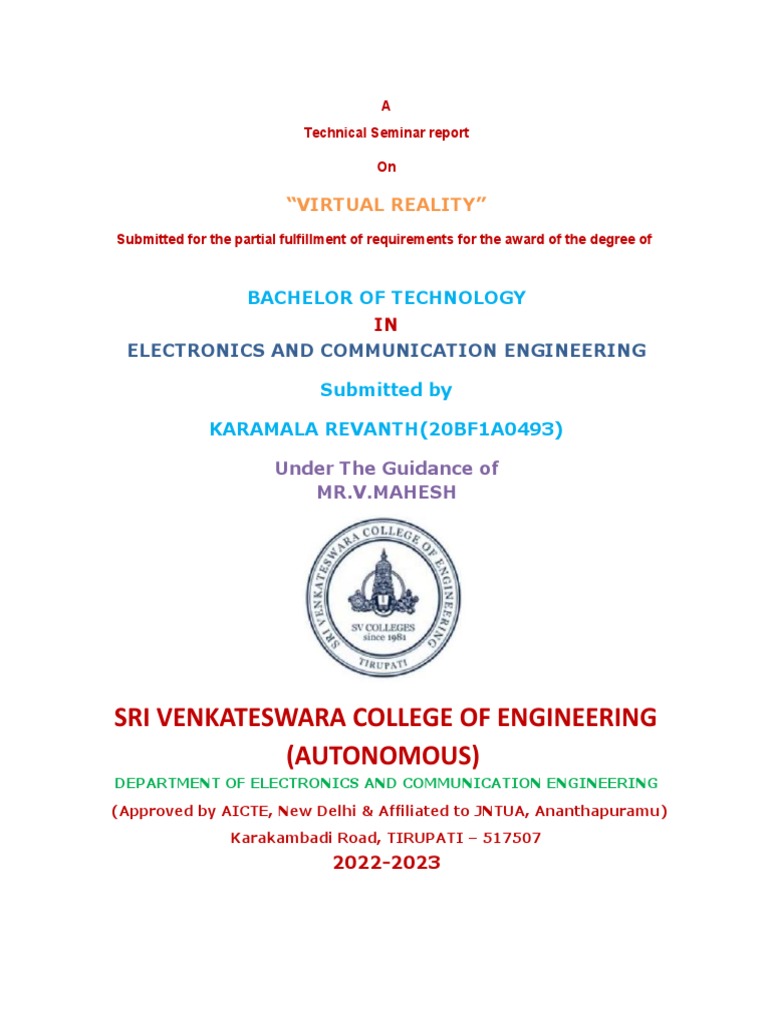 Virtual Reality Report | PDF | Virtual Reality | Augmented Reality