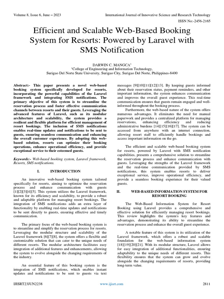 Efficient and Scalable Web-Based Booking System For Resorts: Powered by ...