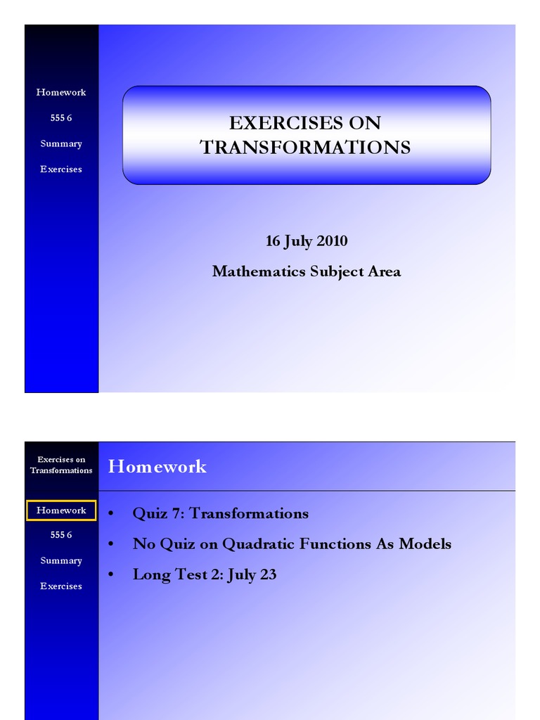 Exercises On Transformations Pdf Cartesian Coordinate System