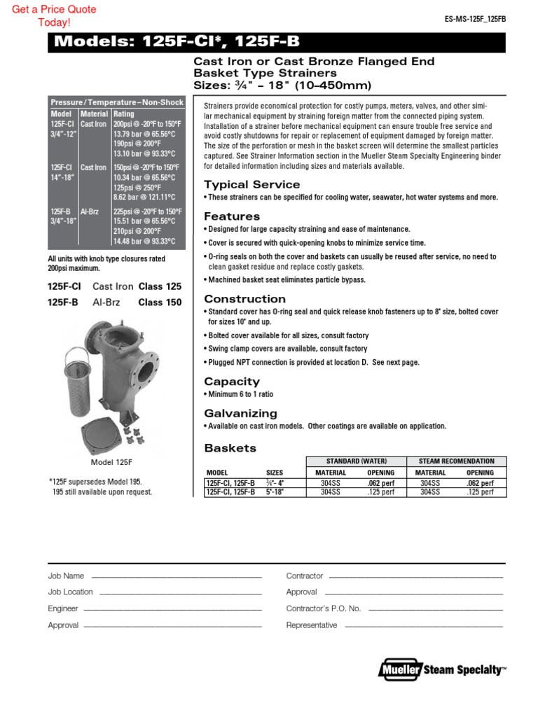 mueller-flanged-end-simplex-basket-strainer-models-125F-CI-125F-B-spec ...