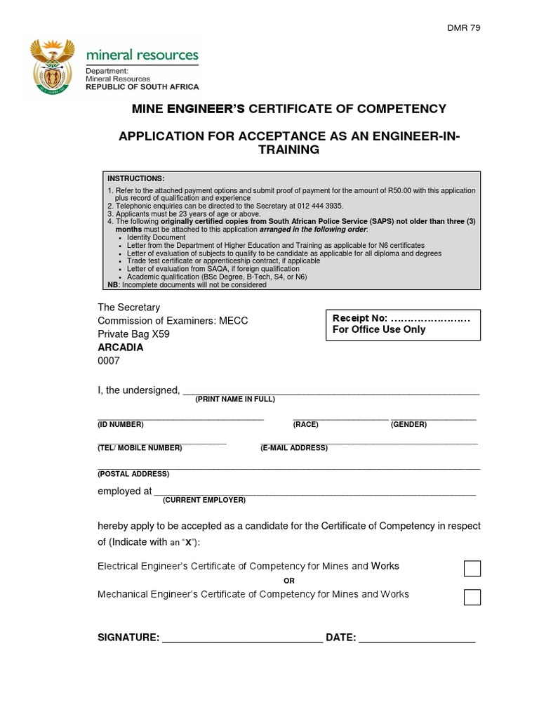 DMR 79 MECC Application Form For Acceptance As An EIT-4 | PDF ...