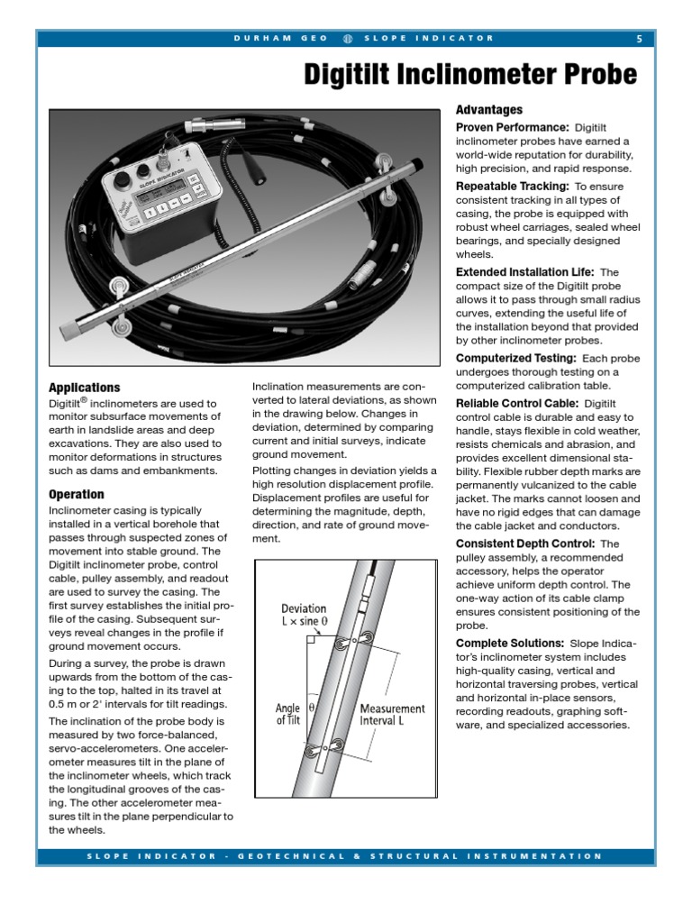 Inclinometer Digitilt Vertical Inclinometer Probe Datasheet ...