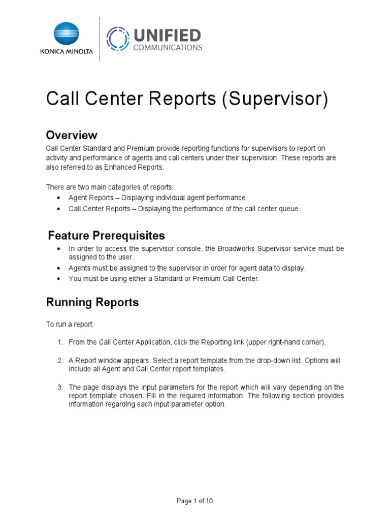 Konica Minolta UC Call Center Reports Supervisor | PDF | Real Time ...