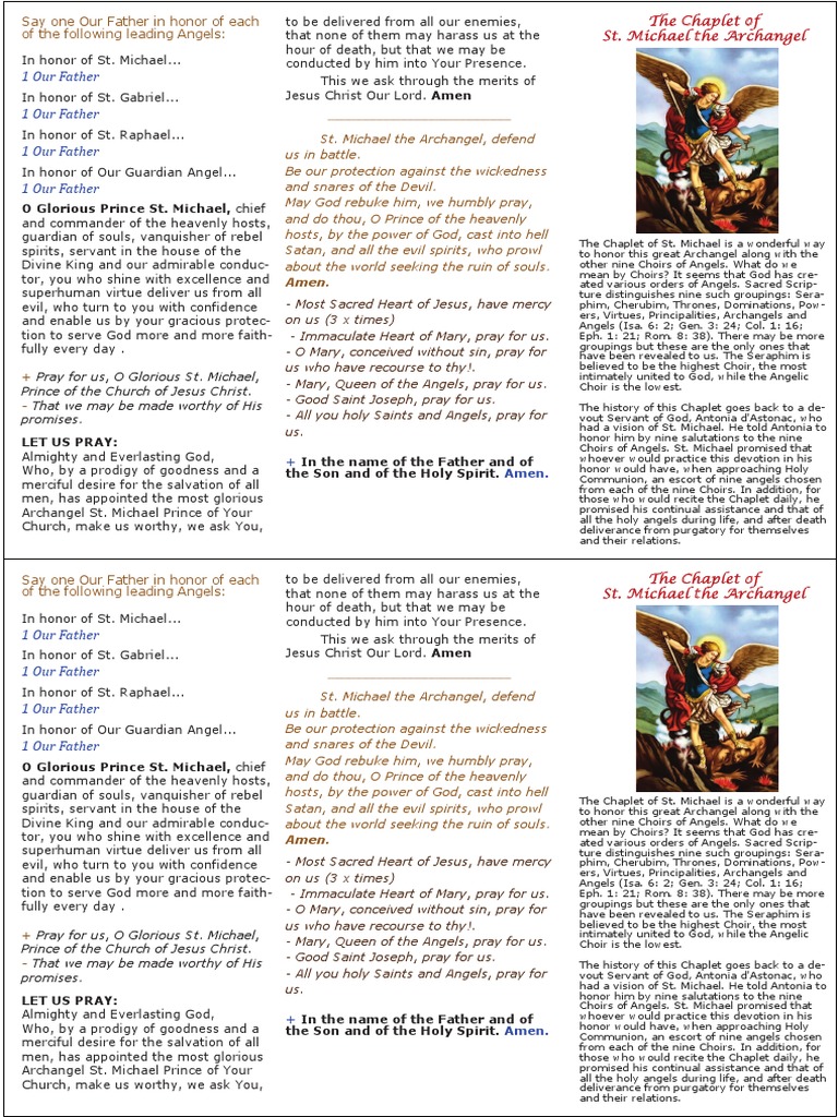 Chaplet of St. Michael Prayer Guide | PDF | Michael (Archangel) | Lord's Prayer