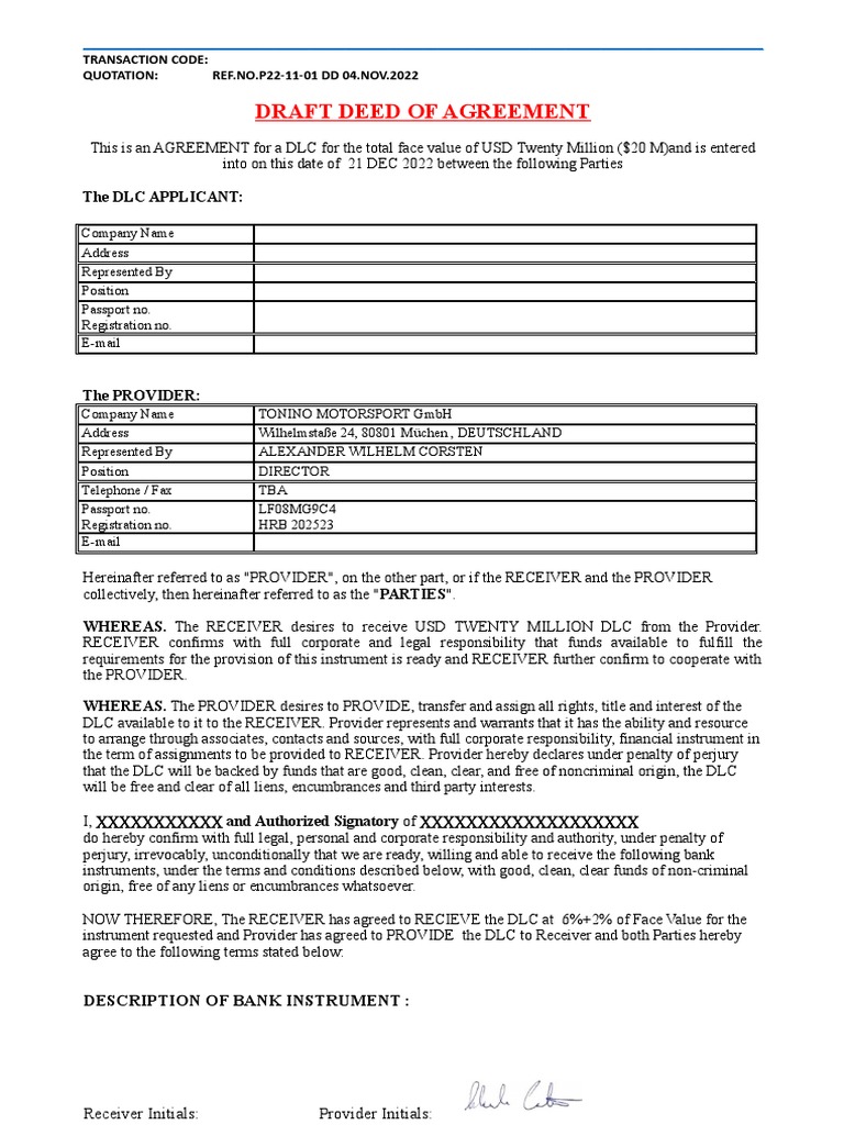 Doa 250m DLC 6+2 - With Upfront Fee (3) - 5 | PDF | Letter Of Credit ...