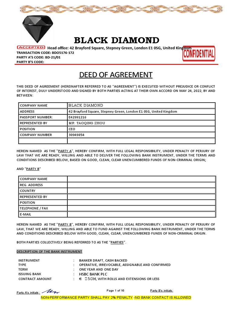 250m Already Issued Bank Draft Doa | PDF