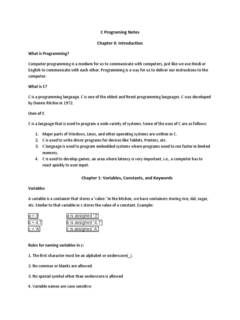 C Programing Notes | PDF | Pointer (Computer Programming) | Control Flow