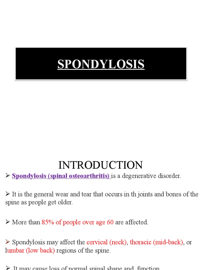 Spondylosis PPT | PDF | Vertebral Column | Spinal Cord