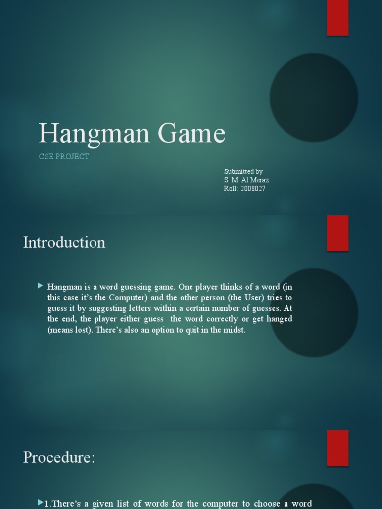Hangman Game | PDF | Games & Activities | Technology & Engineering