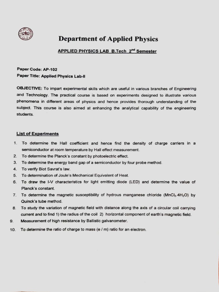 Ap102 Lab Manual | PDF