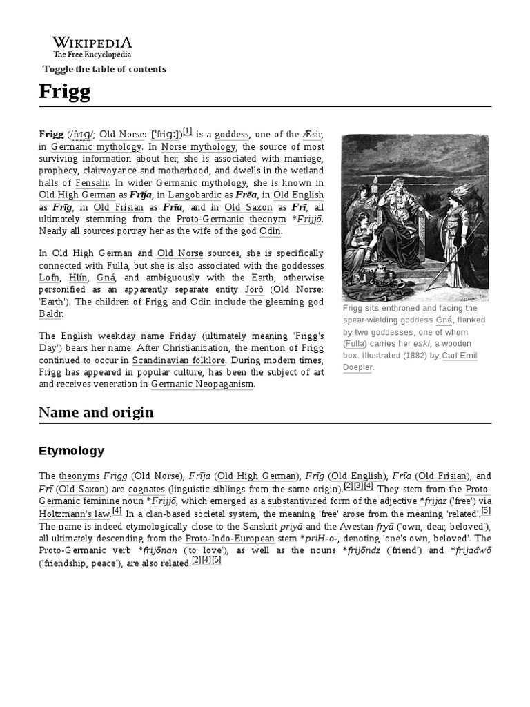 Frigg | PDF | Germanic Mythology | Germanic Paganism