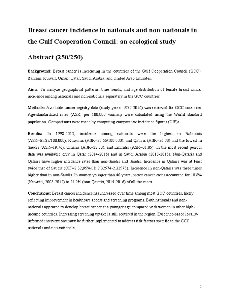 Breast Cancer Research Poster | PDF | Gulf Cooperation Council ...