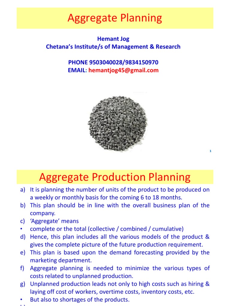 Aggregate Planning Notes | PDF | Inventory | Aggregate Demand