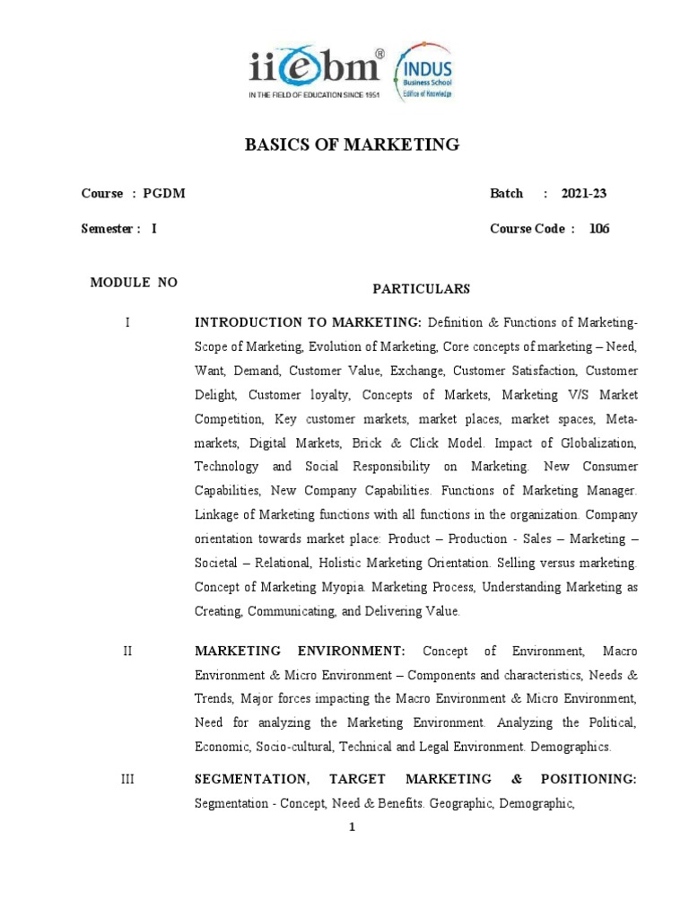 106 Basics of Marketing | PDF | Marketing | Market Segmentation