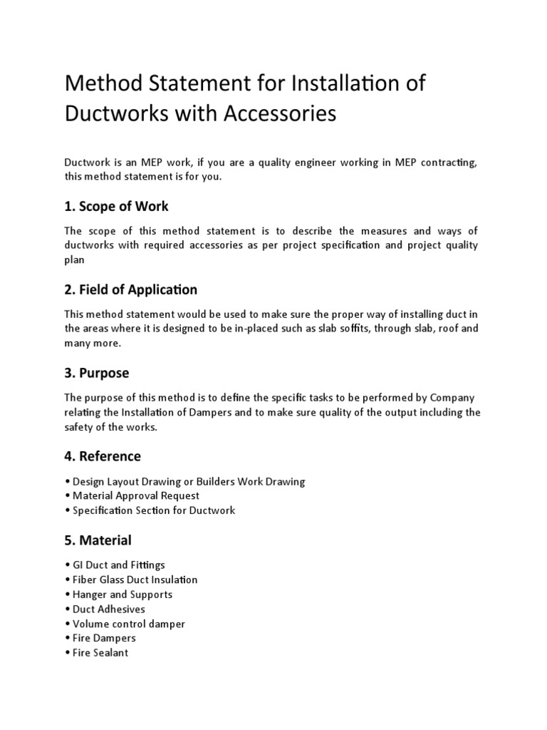 MOS Installation of Dampers | PDF | Duct (Flow) | Equipment
